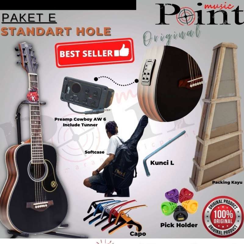 Promo Gitar Junior Mini 3/4 Akustik Dan Akustik Elektrik Original Point Mps-101 - Standar Hole E ...