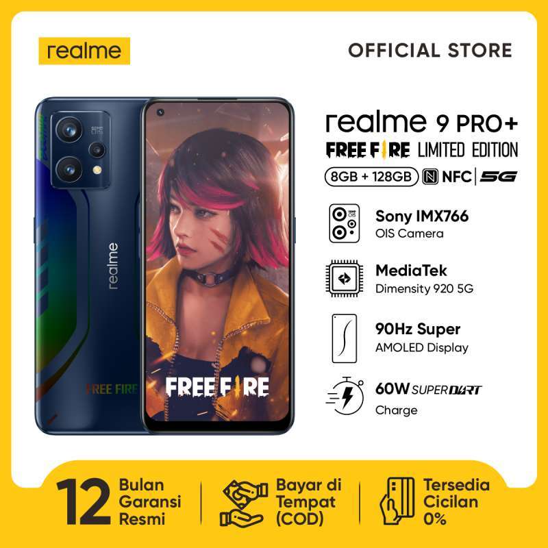Jual realme 9 Pro+ 8GB/128GB | Free Fire Limited Edition | Blue [Sony IMX766 OIS Camera MediaTek ...