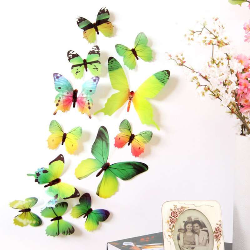 Promo 3d Wall Stiker Motif Butterfly Set 12 Wallpaper Sticker Dinding ...