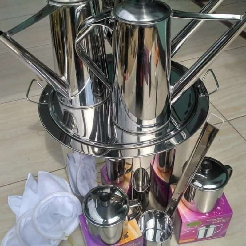 Jual 1 Set Komplit Dandang Uap Thai Tea/Teko, Saringan Gayung Stainless ... Jual 1 Set Komplit Dandang Uap Thai Tea/Teko, Saringan Gayung Stainless ...
