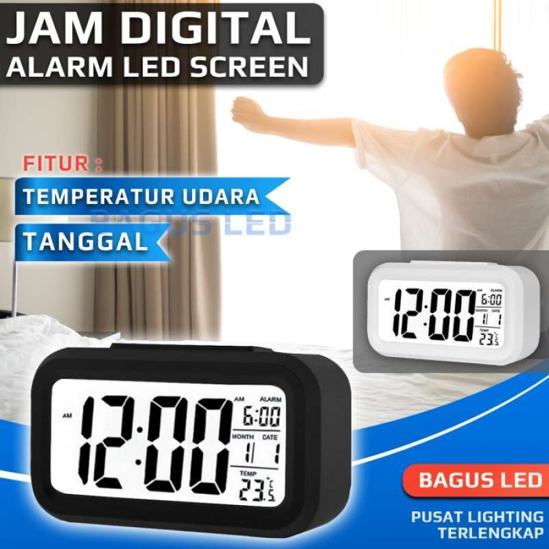 Jual Jam Digital Meja LED Smart Screen Alarm Portable - Hitam di Seller ...