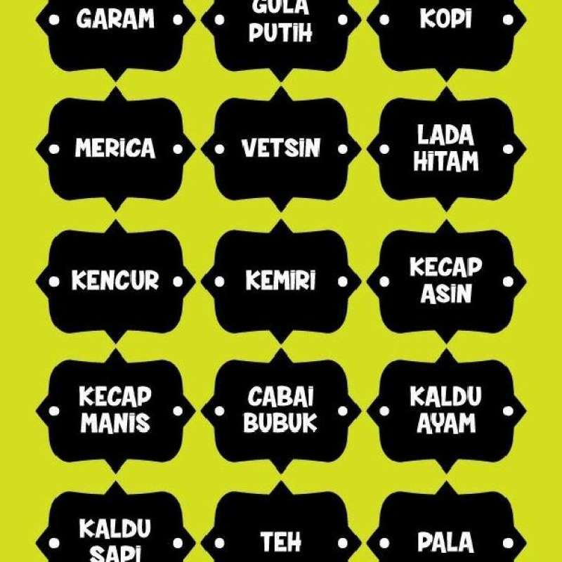 Jual Stiker / Sticker Label Botol Tempat Nama Bumbu Dapur - Hitam Di ...
