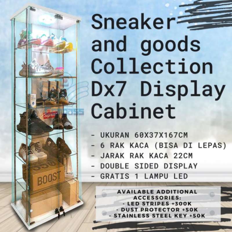 Promo Lemari 6 Rak Kaca Etalase Display Pajangan Toko Sepatu Sneakers ...