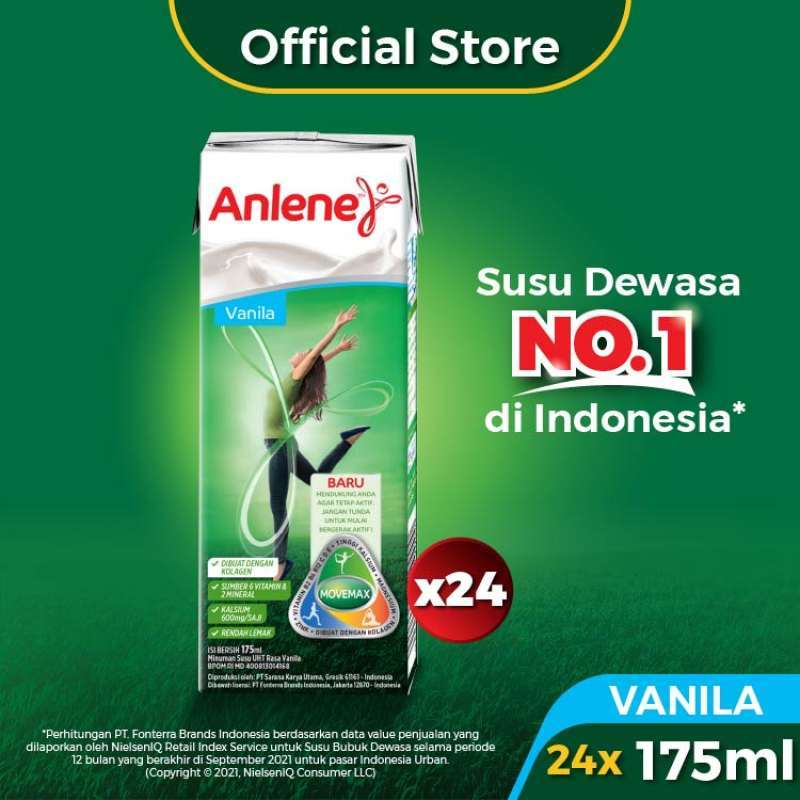 Jual Anlene UHT Vanilla Susu UHT [24 pcs/ 1 Carton/ 175 mL] di Seller ...