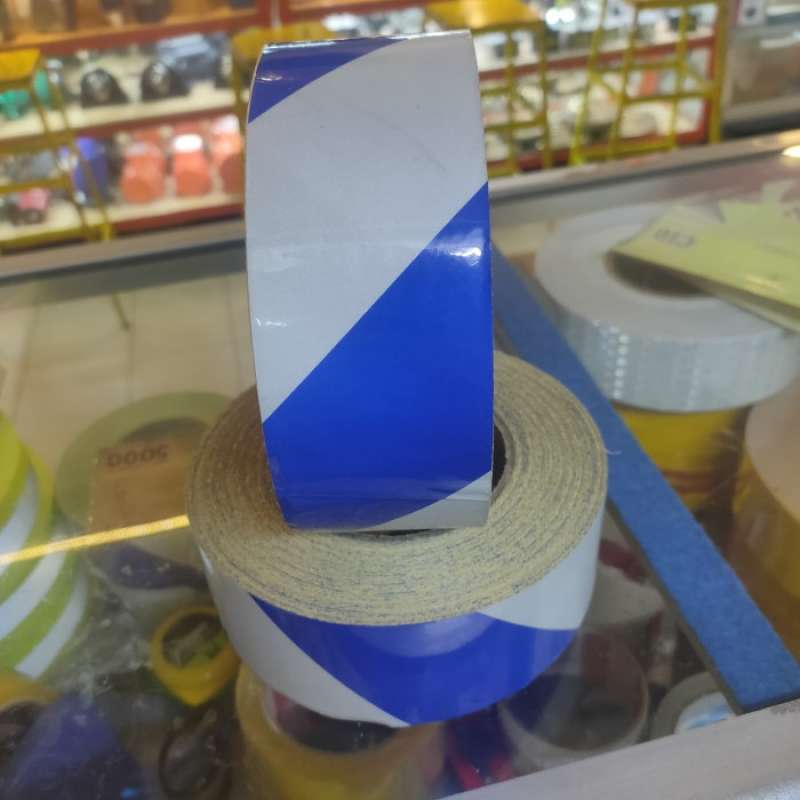 Jual Sticker Stiker Reflektive Police Line/biru Putih 5cm X 45mtr Di ...
