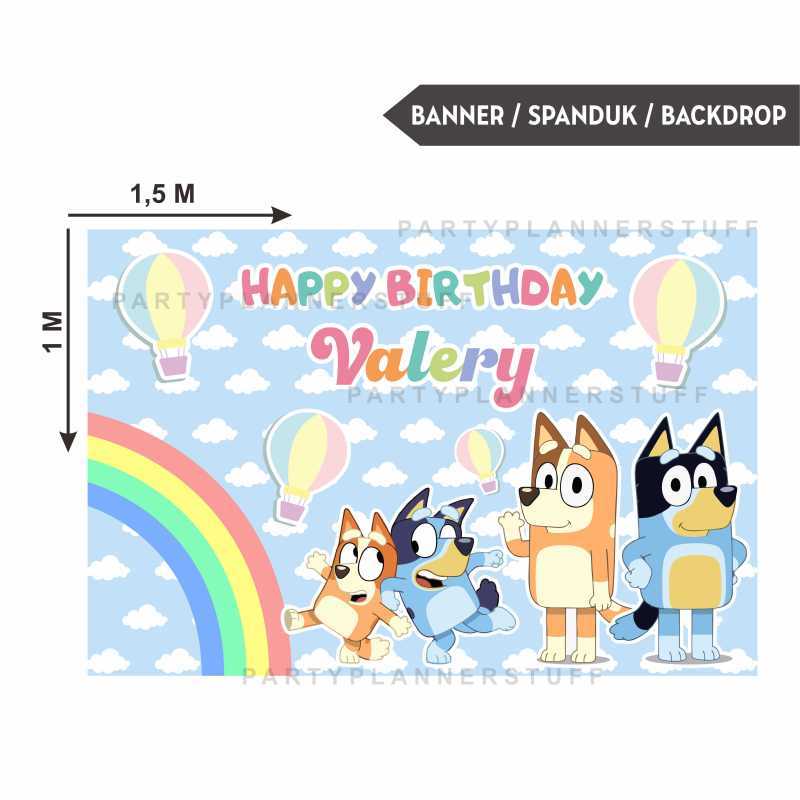 Jual Banner ulang tahun tema bluey / spanduk ultah anak tema bluey ...