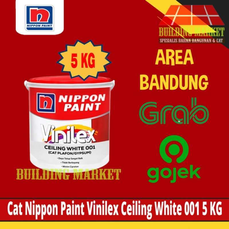 Promo CAT PLAFON GYPSUM VINILEX CEILING WHITE 001 CAT PLAFOND 5 KG ...