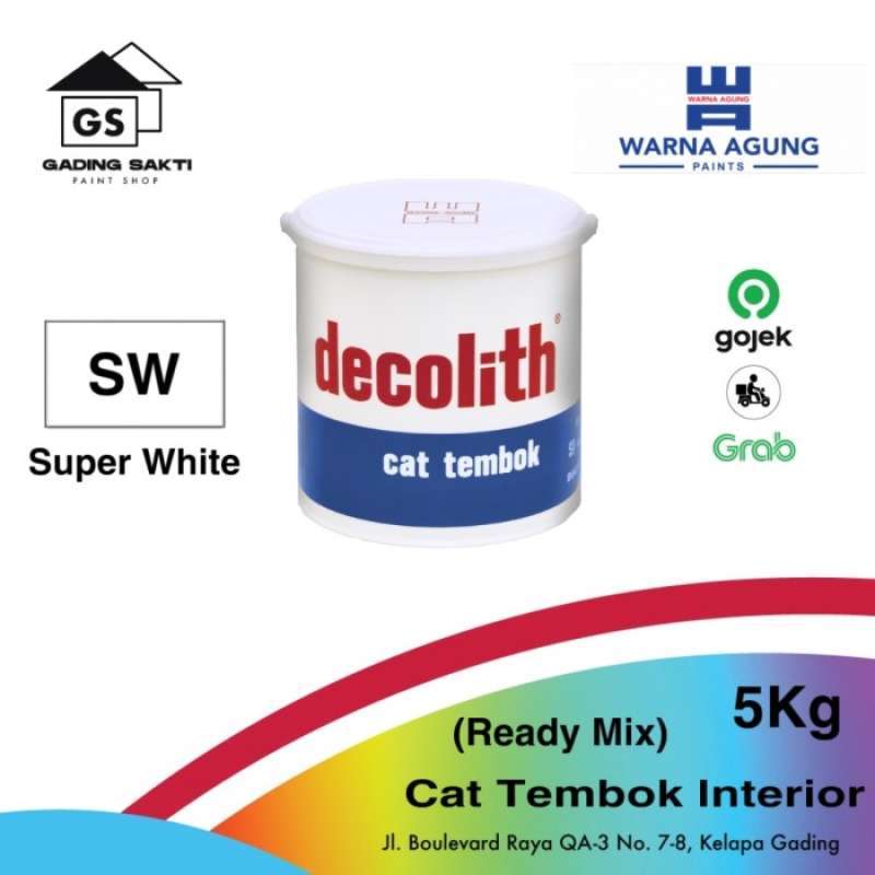 Jual Decolith Super White (sw) Ready Mix / Cat Tembok Interior Galon ...