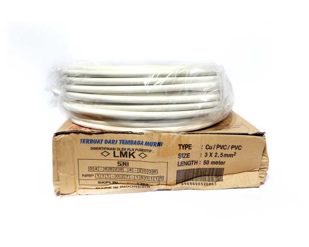 Jual KABEL WARNA PUTIH NYM UKURAN 3X2.5 MM MERK VISICOM PANJANG 50M di ...