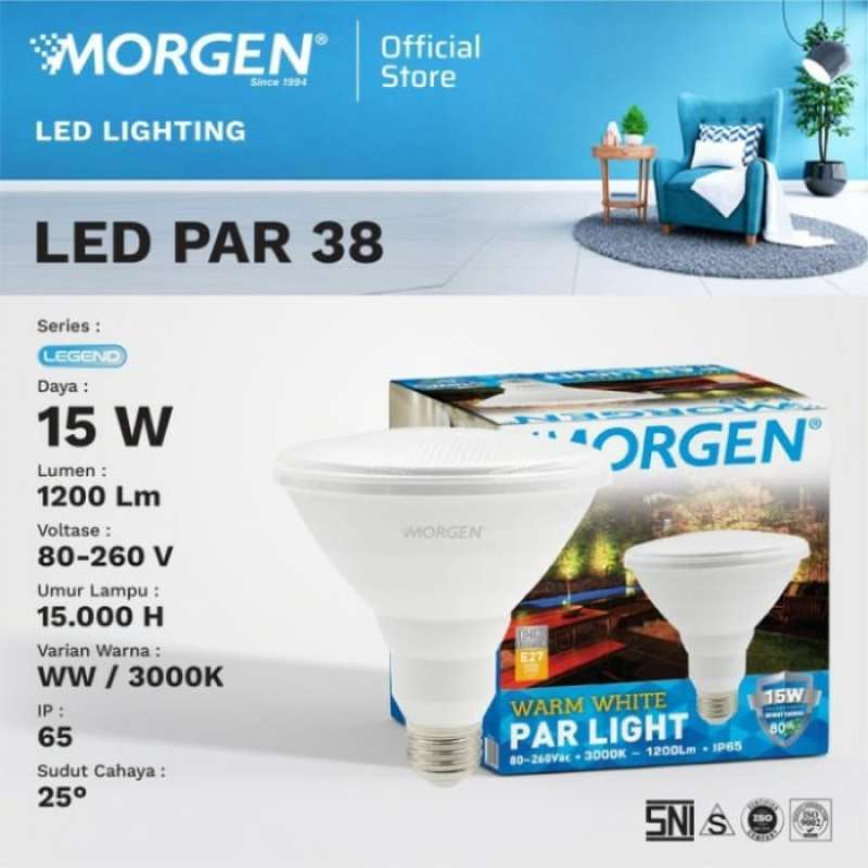 Promo Lampu LED Par 38 Morgen Legend 15 watt 3000K E27 Diskon 23% di ...