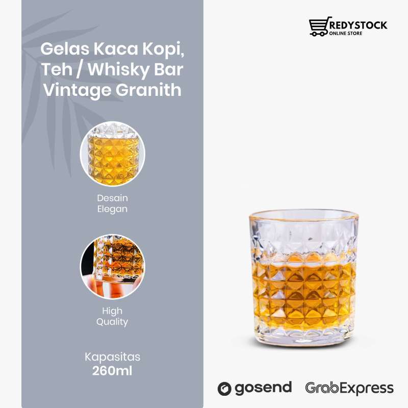 Jual Gelas Kaca Kopi Teh Whiskey Minuman Mocktail Bar Vintage Granith Di Seller Northsider ...