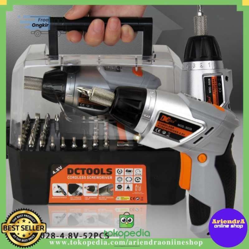 Promo Peralatan Set Obeng Listrik Cordless Screwdriver 4.8v 52 In 1 ...