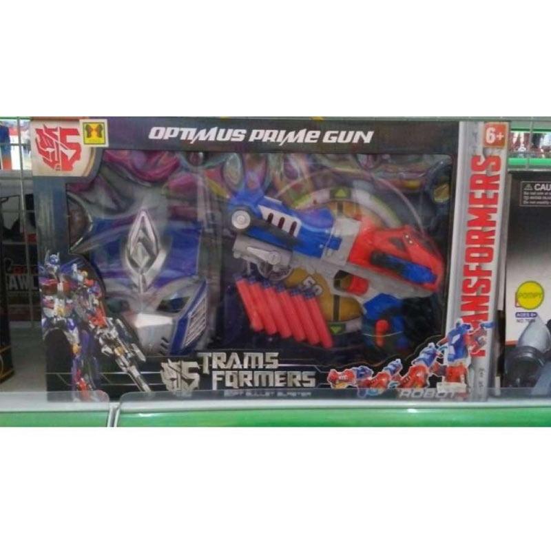 Jual Senapan topeng transformer optimus prime set mask gun peluru busa ...