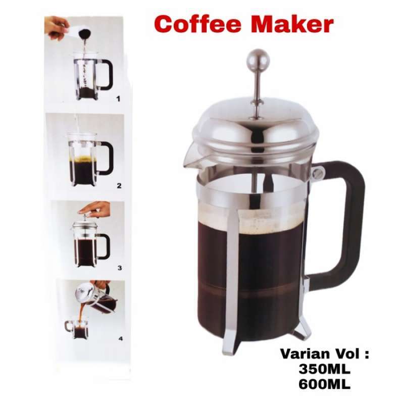 Promo WS TEMPAT GELAS PRESS KOPI TEH MANUAL COFFEE MAKER 350ML / 600ML ...