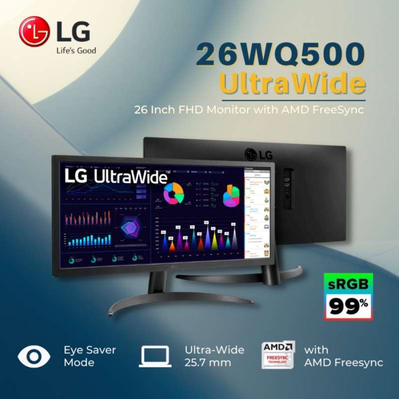 Jual LG 26WQ500 B 26 Inch -UWFHD IPS 75Hz FreeSync HDR10 sRGB 99% ...
