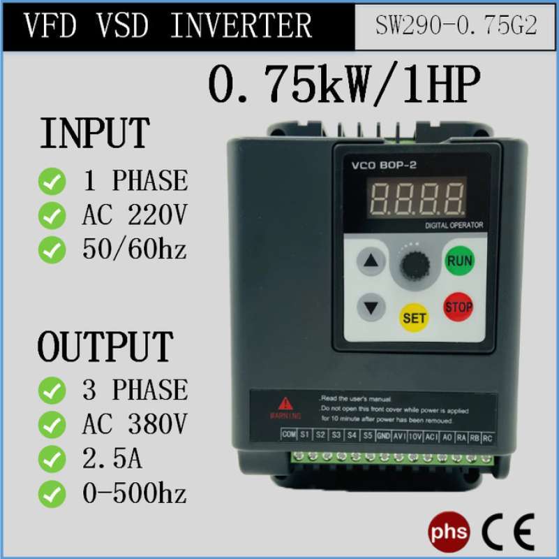Jual Vfd Vsd Inverter Input 1 Phase 220v Output 3 Phase 380v Di Seller ...