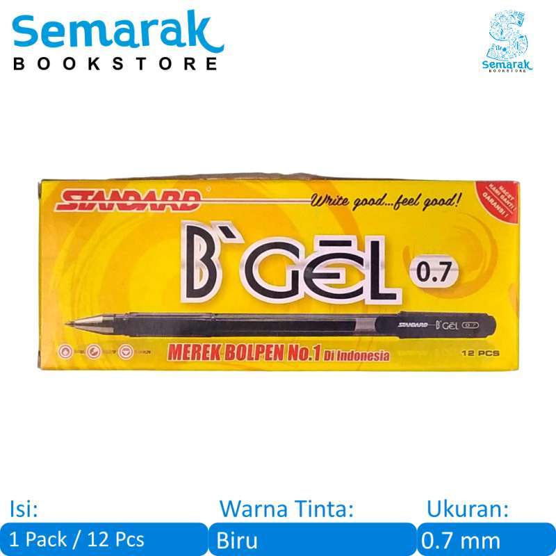 Promo Standard BGel Pulpen Jel H2O Gel 0.7 - Biru [1 Pack / 12 Pcs ...
