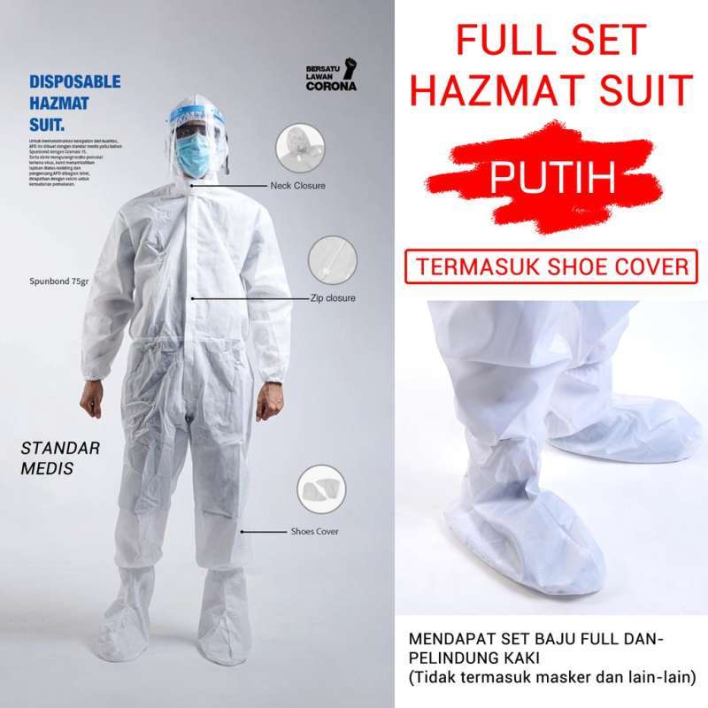 Jual Hazmat Suit Apd Warna Putih Anti Corona / Disposable Baju Hazmat ...