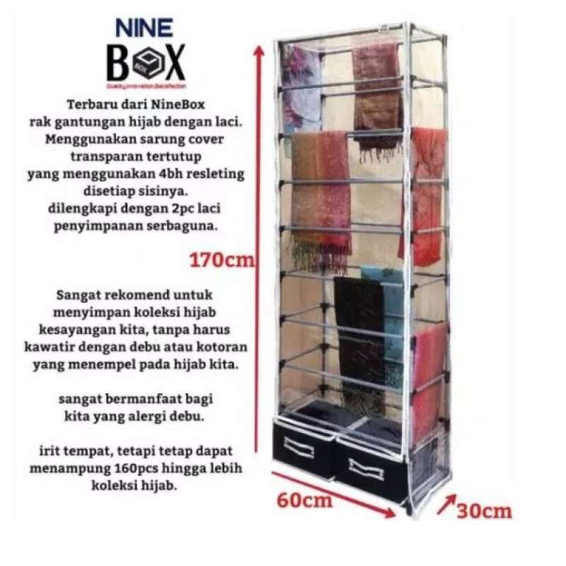 Promo RAK JILBAB HIJAB GANTUNG COVER BESI SEMUA 10 TKT PLUS 2 LACI ...