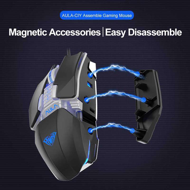 Promo Mouse Gaming Aula H-508 Magnetic - Macro Programming-dual Mode Interchangeable - 6400dpi ...