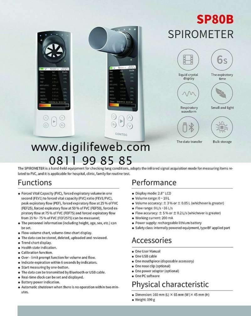 Jual Spirometer Contec Sp80b Color Lung Spiro Meter Tester Sp-80b Paru ...