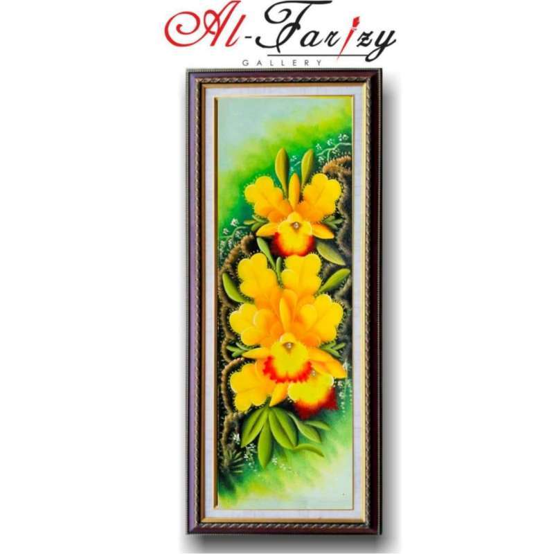 Jual Lukisan Bunga Anggrek Unik Minimalis Kanvas Ukuran 30x90 Cm
