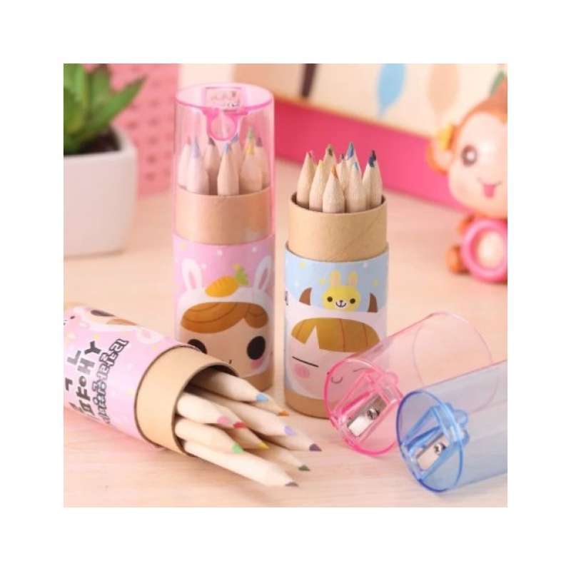 Jual pensil warna set 12 in 1 lengkap dengan serutan colouring pen ...