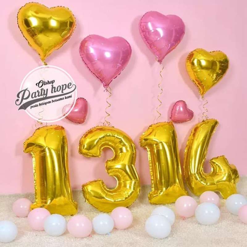 Jual Balon Angka Jumbo Gold 80 Cm / Balon Foil Angka Besar / Balon ...