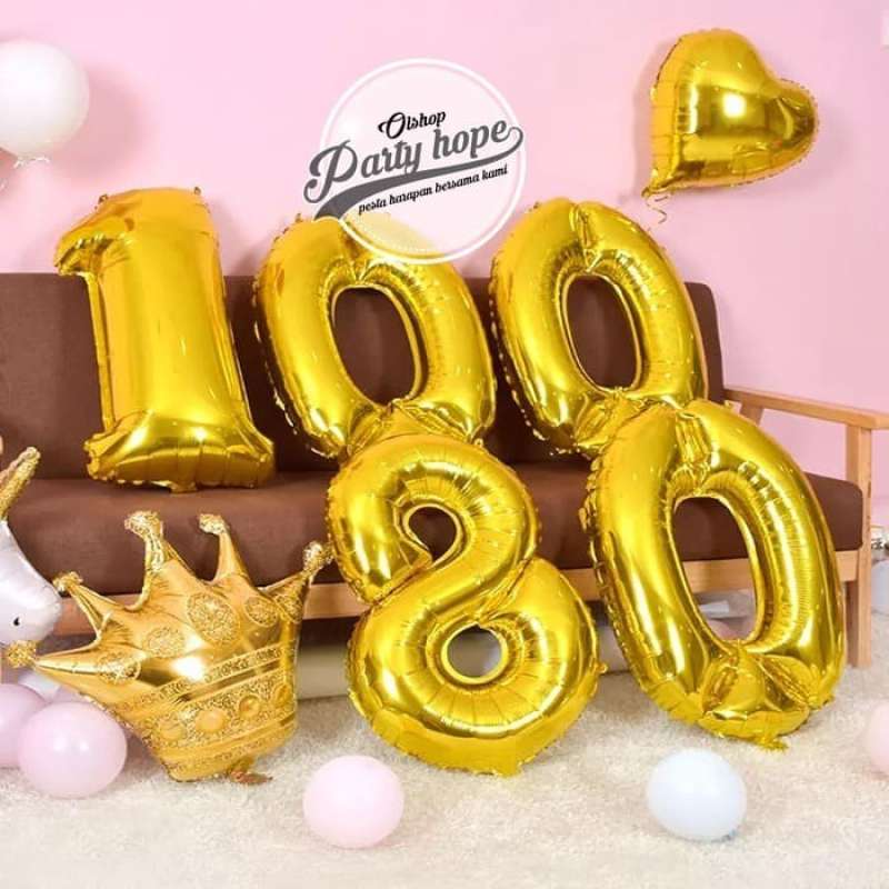 Jual Balon Angka Jumbo Gold 80 Cm / Balon Foil Angka Besar / Balon ...