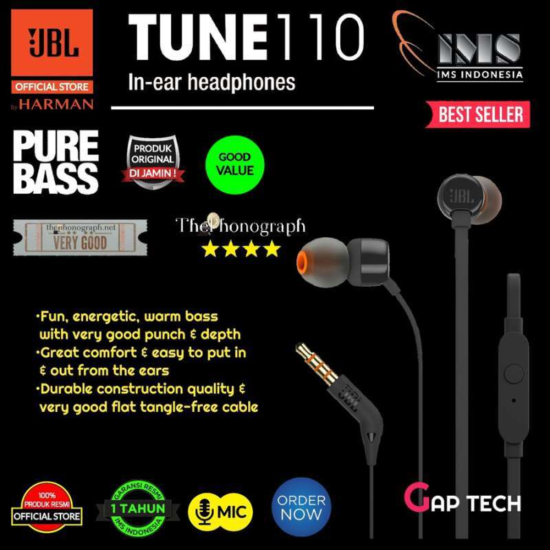 Promo Jbl T110 In Ear Headphones Original Garansi Resmi Pt Ims 1 Tahun ...