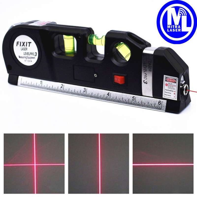 Jual Waterpas Laser Level Pro 3 with 2 lines Horizontal Vertical ...