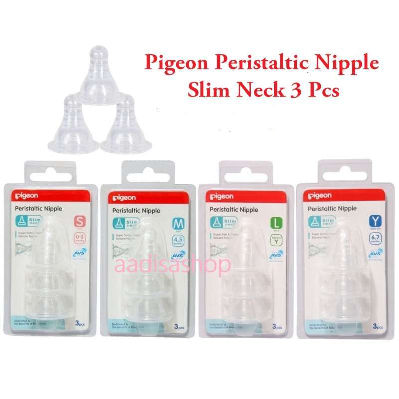 Jual Pigeon Peristaltic Nipple Peristaltik Teat Dot Standart Neck Dot Slim Neck Isi 3 - Size Y ...