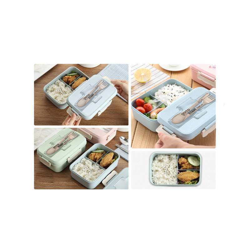 Promo Goto Beto Kotak Tempat Makan Lunch Box Set Free Sendok Garpu - Green Diskon 67% di Seller ...