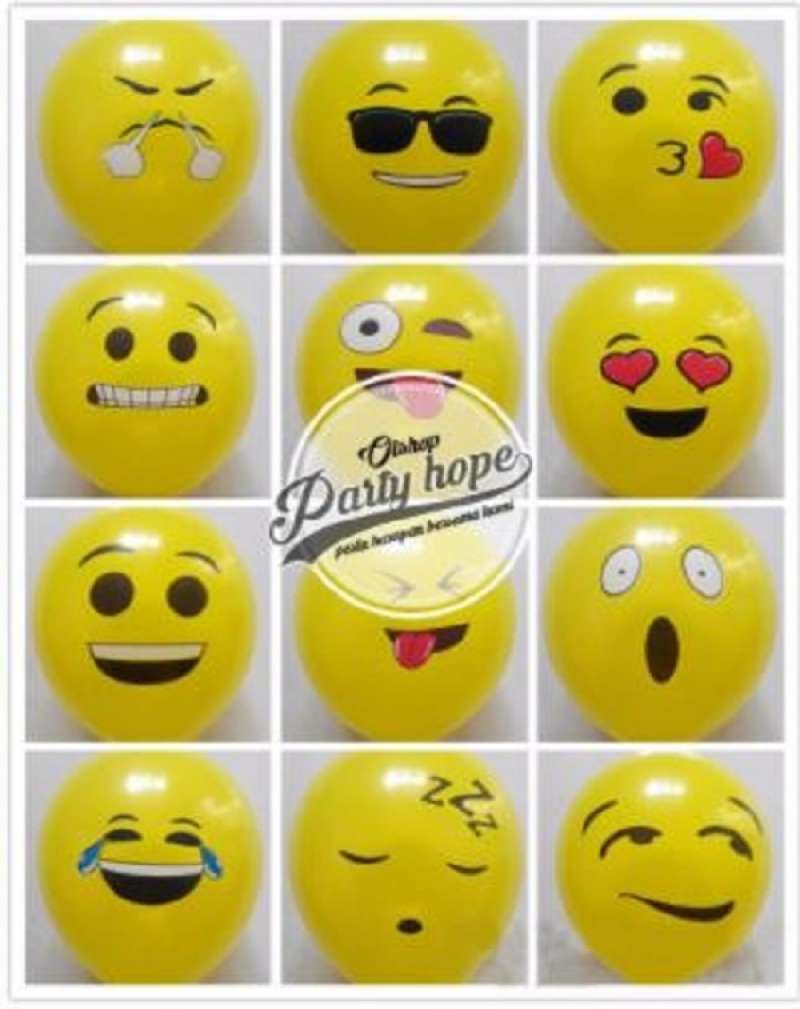 Jual Balon Latex Emoji / balon motif emoticon / balon emoticon di ...