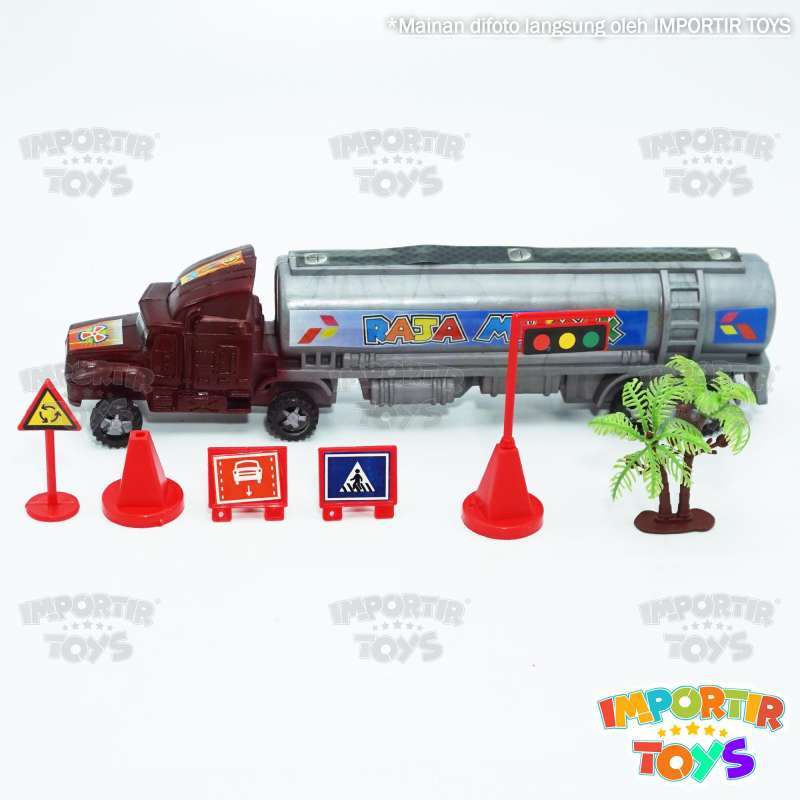 Jual Mainan Anak Set Truck Tangki Minyak Transportasi Rambu Lalu Lintas ...