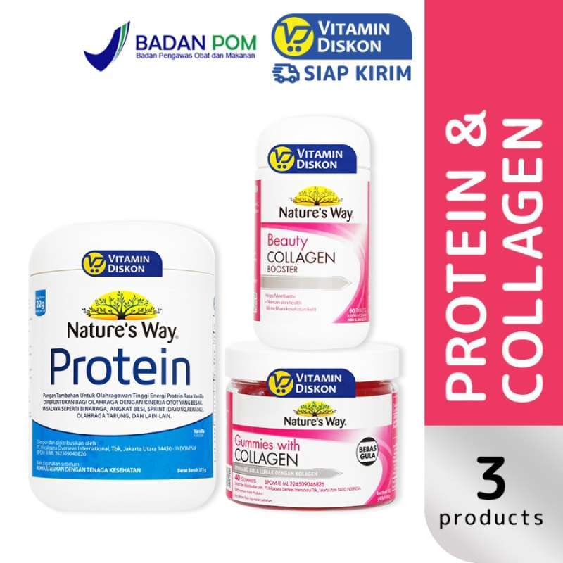 Promo Nature's Way Protein Powder Vanilla [375g] & Beauty Collagen ...