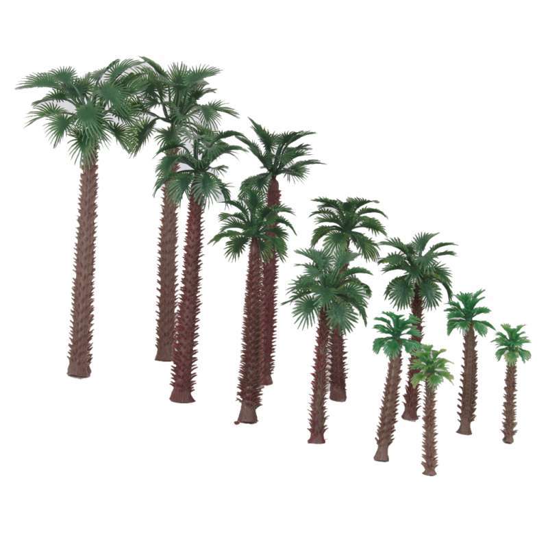 Promo 12 Model Palm Trees Railway Scenery Wargame Plastic Tree HO Scale ...