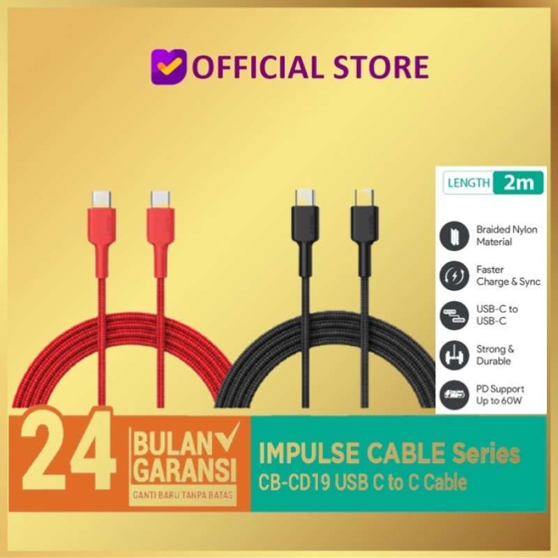 Promo Sale Aukey Cb-Cd19 Impulse Cable Braided Usb-C To Usb-C 60W Pd 2M ...