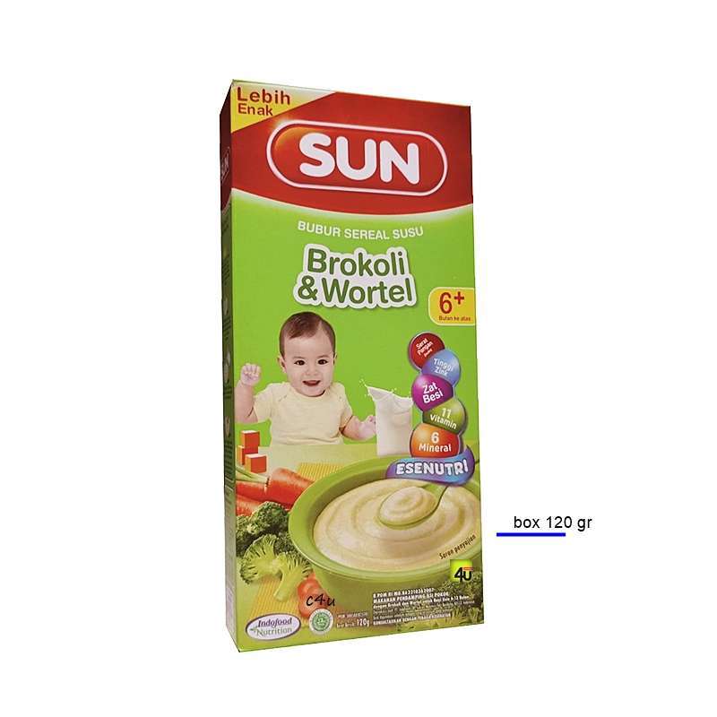 Jual SUN Bubur Susu Sereal BROKOLI dan WORTEL - Kemasan BOX 120g di ...