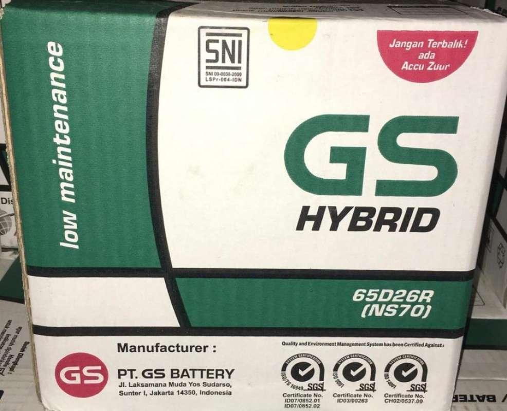 Jual Aki Mobil Gs Astra Type Gs Hybrid 65d26r Ns70 12v 65ah -12308 Di ...