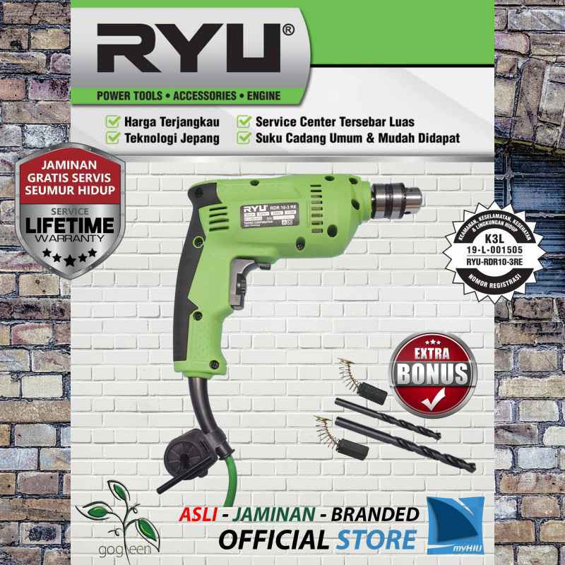 Jual Mesin Bor 10 Mm Bolak Balik + Bonus Mata Bor - Reverseable Hand ...