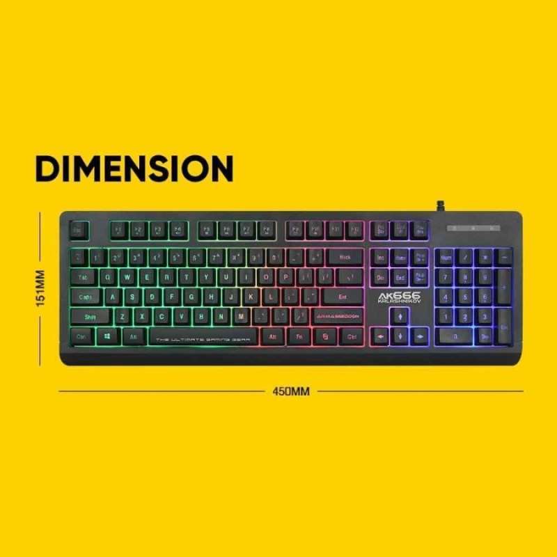 Jual Armaggeddon Ak666x Membrane Gaming Keyboard Combo Asic Pro 2 Wired ...