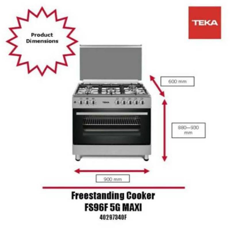Jual Teka Freestanding Cooker Fs96 5g Maxi Black - Kompor Gas Dengan ...