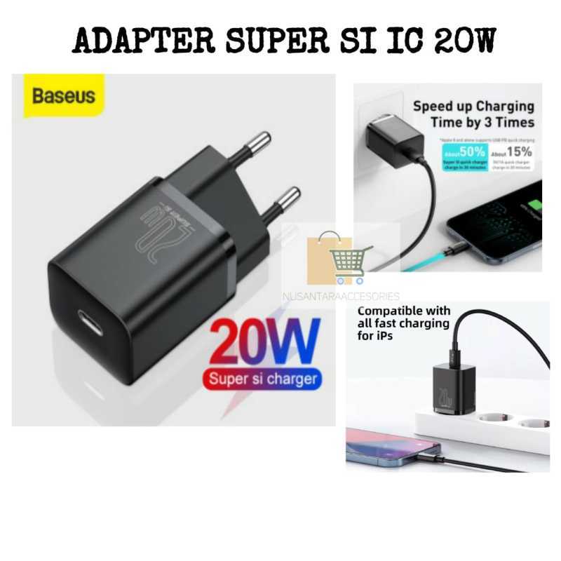 Jual Baseus Adaptor Charger Super Si Type C PD iPhone 12 Fast Charge ...