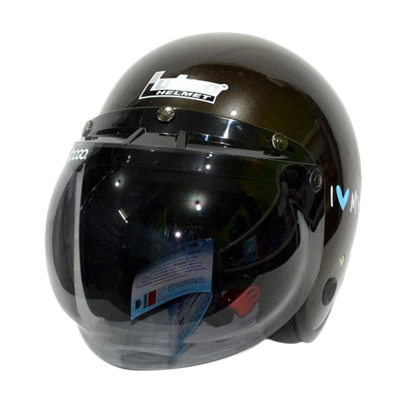 Jual Lubro Helmet Retro Bogo I Love Bike Helm Half Face - Coklat di ...