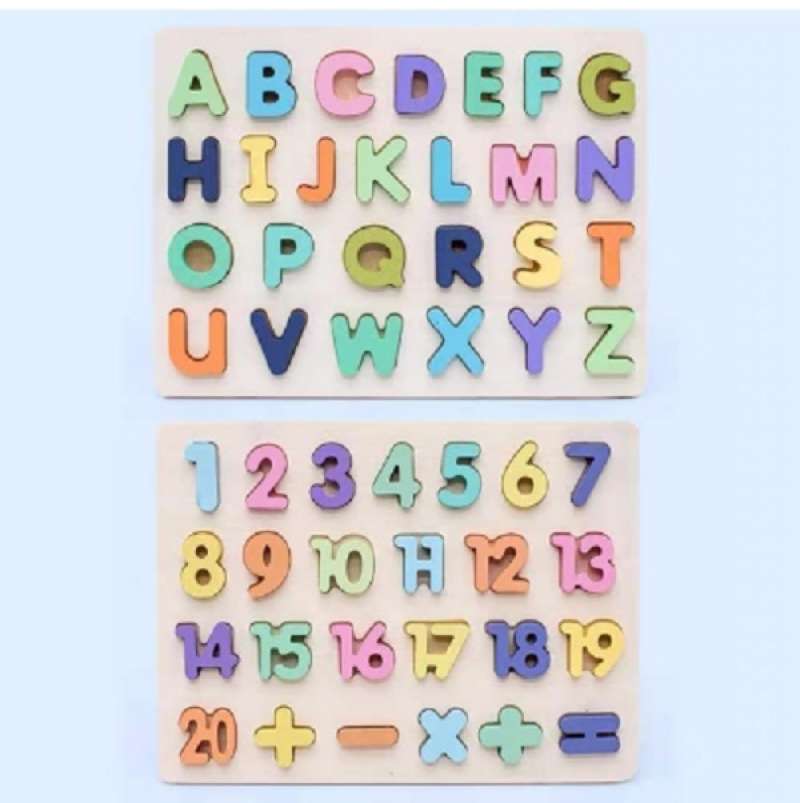 Jual Papan Huruf Angka - Wooden Alphabet Puzzle Board - Mainan Edukasi ...
