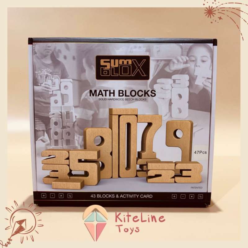 Jual Sumblox Basic Set 47 Pieces Wooden Number Math Building Blocks ...