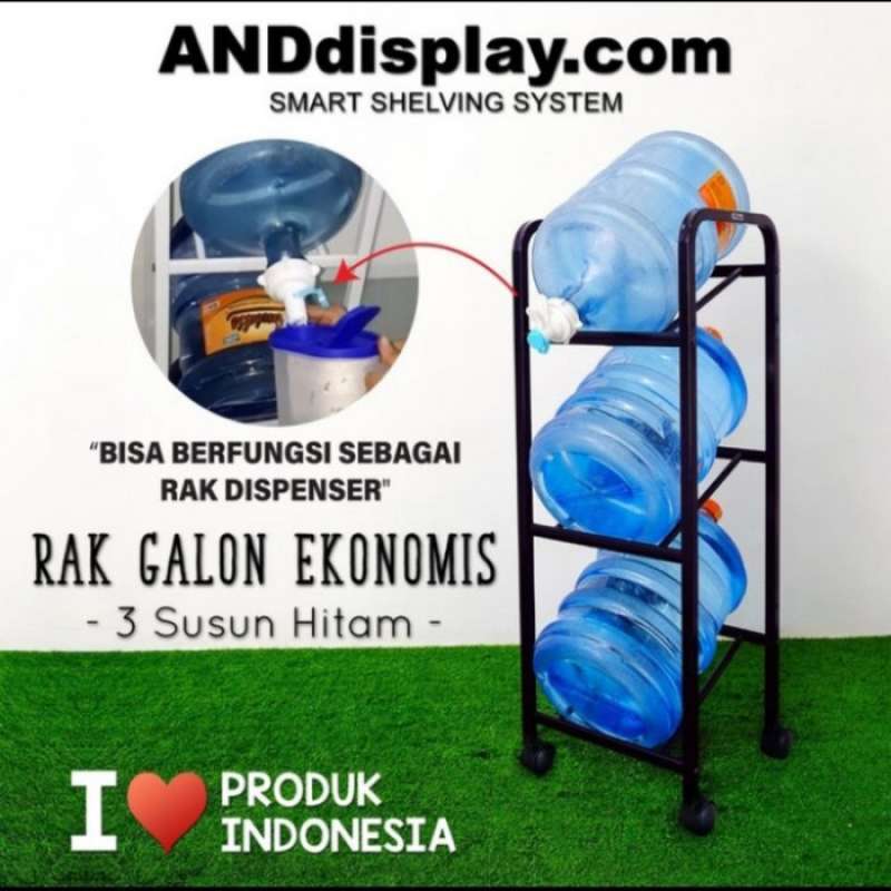 Jual RAK GALON AIR EKONOMIS 3 SUSUN-HITAM-RAK GALON di Seller Fidda ...