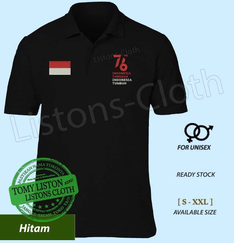 Jual Kaos polo bordir hut kemerdekaan ri ke 76 baju kerah dirgahayu ...
