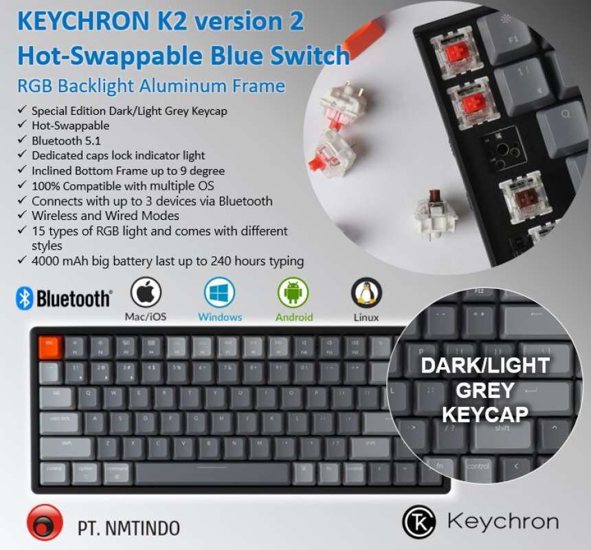 Jual Keychron K2 version 2 Hot-Swappable RGB Backlight Aluminum Frame ...